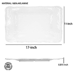 KOXIN-KARLU Melamine Trays, 17-inch Serving Trays and Platters, Set of 2 White
