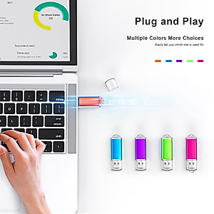 K&ZZ 16GB Flash Drive 10 Pack 16 GB USB Flash Drives Thumb Drive USB Stick 16G Memory Stick USB Drive USB 2.0 Pen Drive, Multicolored