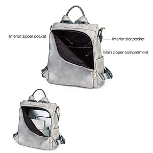 CLUCI Women Backpack Purse Fashion Two-Toned Vintage Leather Large Travel Bag Ladies Shoulder Bags Gray