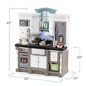 Step2 Lifestyle Dream Kitchen Set for Kids, Indoor/Outside Pretend Play Kitchen, Toddlers 2+ Years Old, Lights and Sounds, 37 Piece Kitchen Toy Set, Easy Assembly