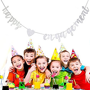 zxyxka Happy Engagement Banner, Candy/Dessert/Food/Ice Cream/Hotdog/Cupcakes/Popcorn/Drinks Table Decorations Sign for Home Party, Wedding/Engagement Party(Silver)