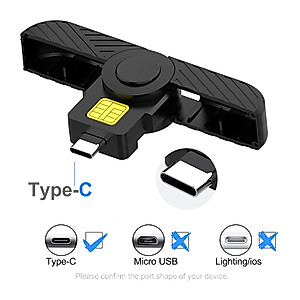 USB C DOD Military USB Common Access CAC Smart Card Reader and ID CAC Card Reader,Compatible with Mac Os, Windows,Linux(Mini Foldable and Portable Type C) New