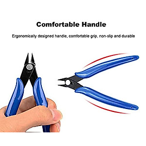 Asande 5Pcs Side Cutters Flush with Spring,Small Wire Cutters for Jewelry Making,Precision Wire Snips,Side Cutting Pliers,Zip Tie Cutter (Blue-5 Inches) Blue-5pcs