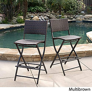 Christopher Knight Home Margarita Outdoor Wicker Barstools, 2-Pcs Set, Multibrown