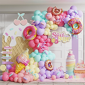 Pastel Donut Balloon Arch Garland Kit,159Pcs Macaron Color Rainbow Balloons Ice Cream Foil Balloons for Girls Donut Grow Up Sweet One Candyland Birthday Party Baby Shower Two Sweet Decorations
