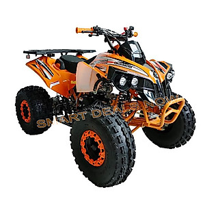 Upgraded 125cc ATV Quad Youth Utility Style ATV 125cc Fully Automatic w Reverse Double LED Headlights Gas ATV 4 Wheeler ATVs Quads Big 19"/ 18" Tires