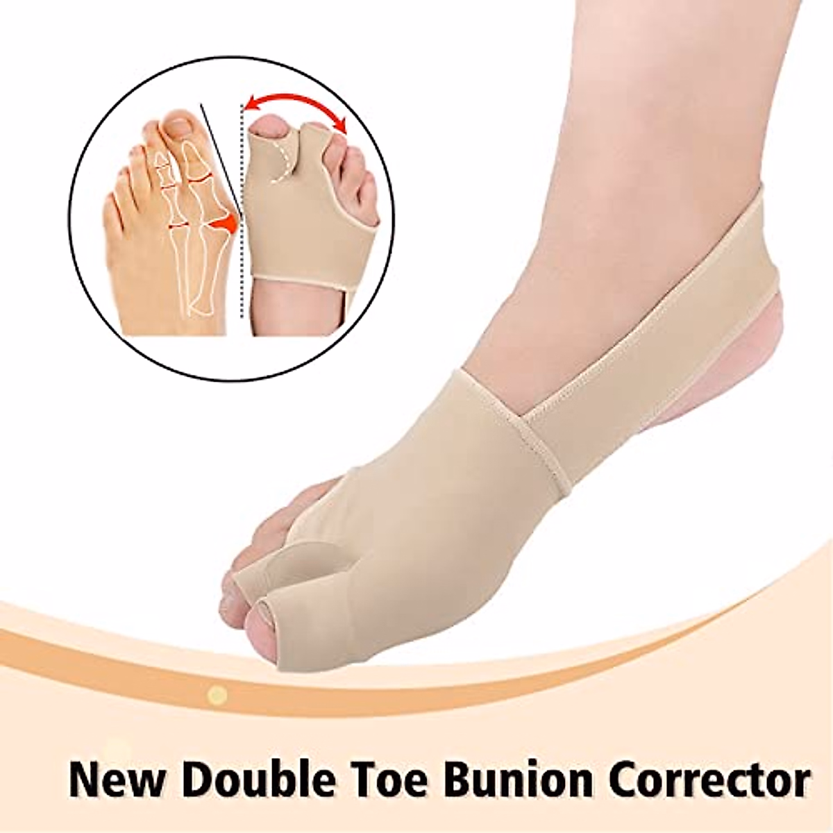 FSHERO Bunion Corrector for Women,Toe Straightener Pain Relief Socks,Bunion Splint,Non-Surgical Hallux Valgus Corrector for Day and Night(Large,Skin)