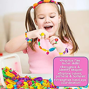 Just My Style Make & Believe Unicorn Pop Beads, 500+ Snap-Together, DIY, Bead Kit for Girls, Jewelry Set, Great Travel & On The Go Activity for Kids Ages 4, 5, 6, 7, 8