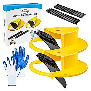 SANDALLI 2 Pack Mouse Trap Bucket Multi Catch Mice Trap for Indoor Outdoor Use, Compatible 5 Gallon Bucket (Round - 2 Packs)