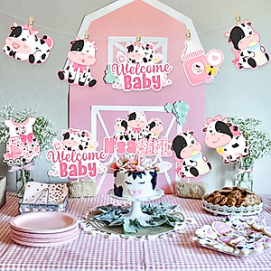Cheereveal 24 Pieces Cow Centerpieces for Tables Baby Shower, Cow Theme Table Toppers, Cow Baby Shower Centerpieces Decorations Girl for Farm Animal Birthday Party Supplies