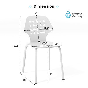 GOFLAME Dining Chairs Set of 4, Armless Kitchen Chairs with Hollowed Backrest & Metal Legs, Modern Dinner Chairs, Accent Side Chairs for Dining Room, Reception Room & Living Room (White)