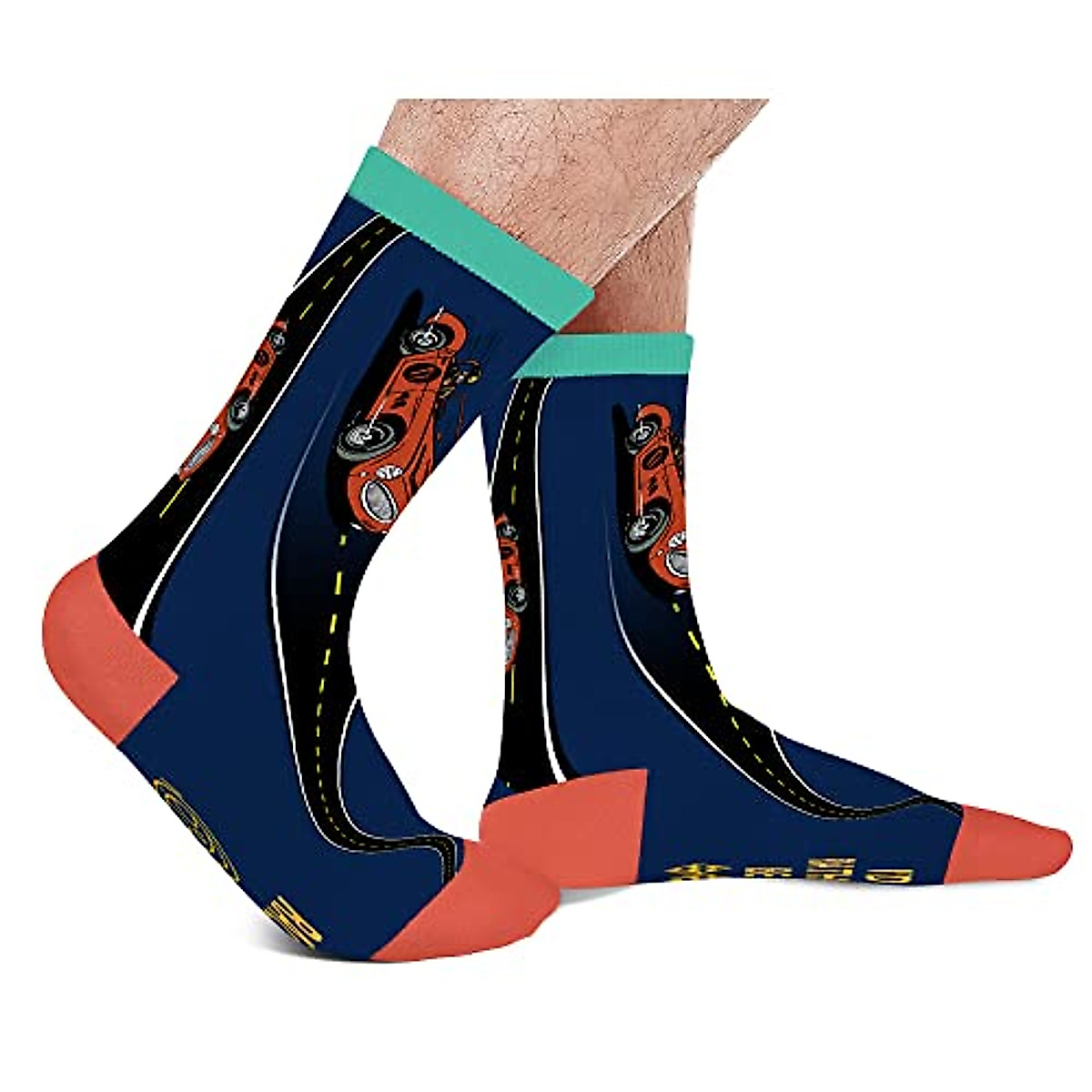 Funny Racing Socks for Men Teen Boys - I’d Rather Be Racing Socks Fun Novelty Cool Crazy Funky Crew Race Socks - Valentines Day Racing Gifts for Speed Racer Lovers Christmas Stocking Stuffers