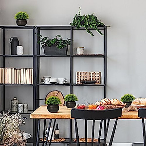 FIAHOSEY Fake Potted Plants Small Artificial Grass with Matte Black Ceramic Pots Faux Plant Greenery for Bathroom Living Room Office Tabletop Desk Shelf Decoration