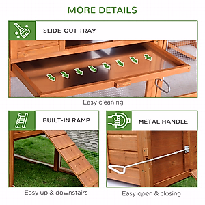 PawHut 64" Large Wooden Chicken Coop Kit With Outdoor Run And Nesting Box