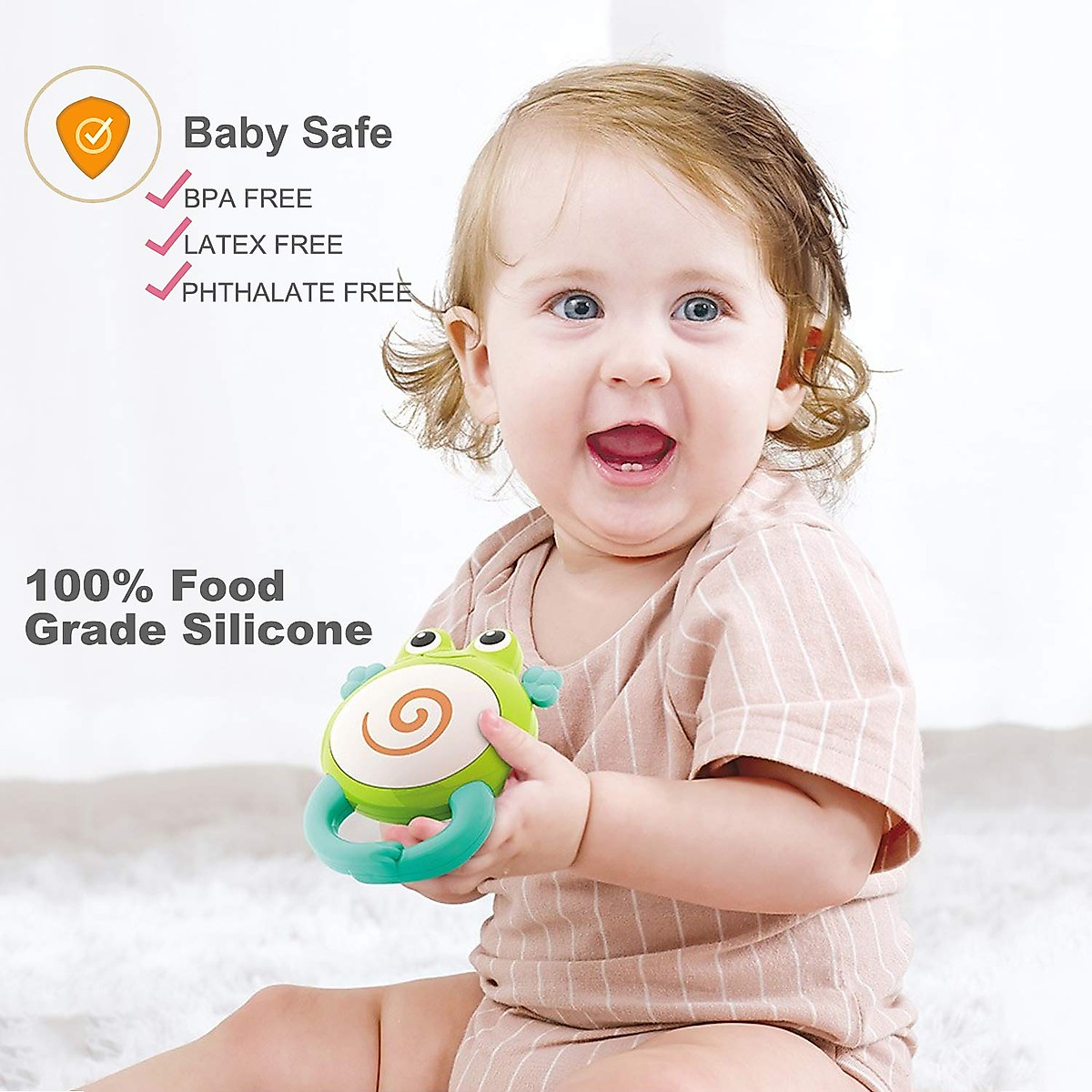 Yiosion Baby Rattles Toys Set, Infant Grab N Shake Rattle, Sensory Teether, Development Learning Music Toy, Newborn Babies First Birthday Gifts for 0 1 2 3 4 5 6 7 8 9 10 12 Month Boy Girl