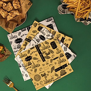 250Pcs Deli Wax Paper Sheets for Food Newspaper Theme wax paper sheets, Basket Liners wrapping paper for Deli, Sandwich, Cheese, Picnic, Party, Holiday, 9.8 x 9.8 inch