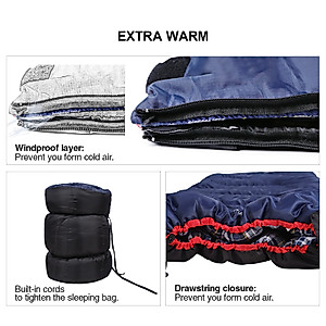 REDCAMP Outdoors Cotton Flannel Sleeping bag for Camping Hiking Climbing Backpacking, 3-season Trip Warm S Envelope Sleeping Bags 75 by 33 Inches (Navy Blue with 2lbs Filling)