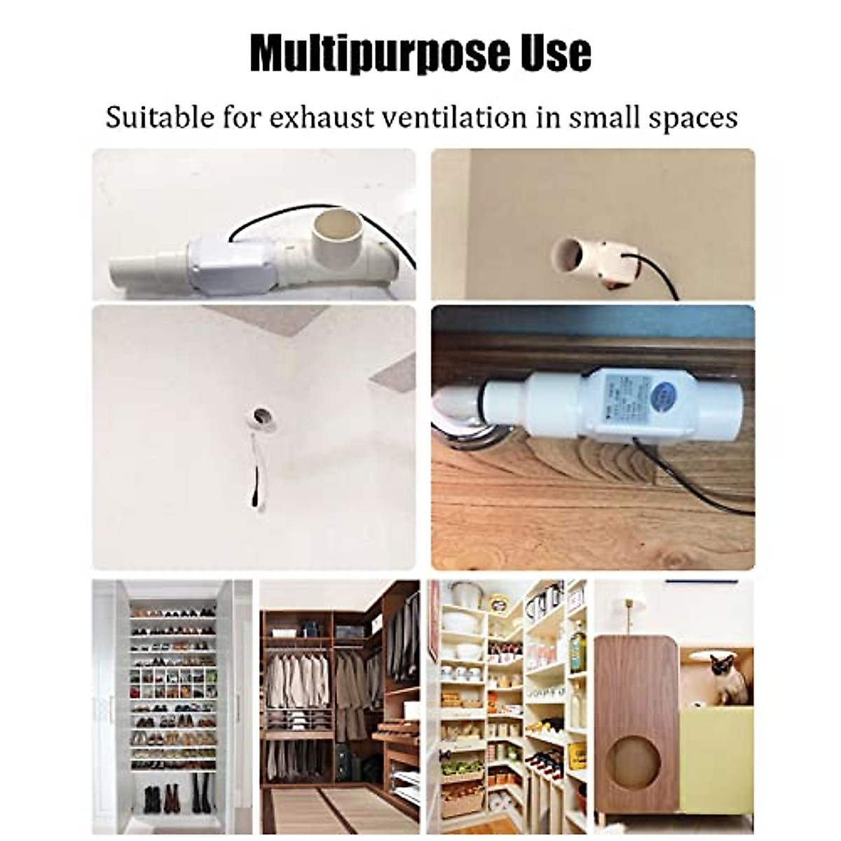 TTiiLoe Inline Duct Fan 2 Inch 50mm Ventilation Exhaust Booster 62 CFM Quiet Fan Filter Duct Kit 6W 12V Intake Fume Extractor Blower for Attic Kitchen Grow Tent (2 inch/50mm, Adjustable Speed)