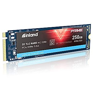 INLAND Prime 250GB NVMe M.2 PCIe Gen3x4 2280 Internal Solid State Drive TLC 3D NAND SSD - Up to 3300 MB/s, 3D NAND, Storage and Memory for Laptop & PC Desktop