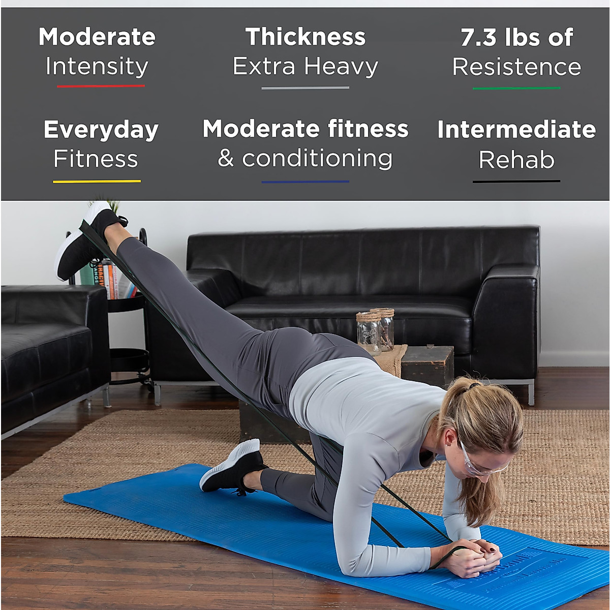 THERABAND Professional Latex Resistance Bands For Rehabilitation, Portable Fitness and Workout, Home Exercise, 5 Foot, Black, Special Heavy, Level 6, Individual Package