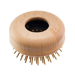 Redecker Pop-up Hairbrush, Oiled Beechwood with Straight Hornbeam Pins, Compact Brush for Purse, Pocket, and Travel, 2-3/4 Inches