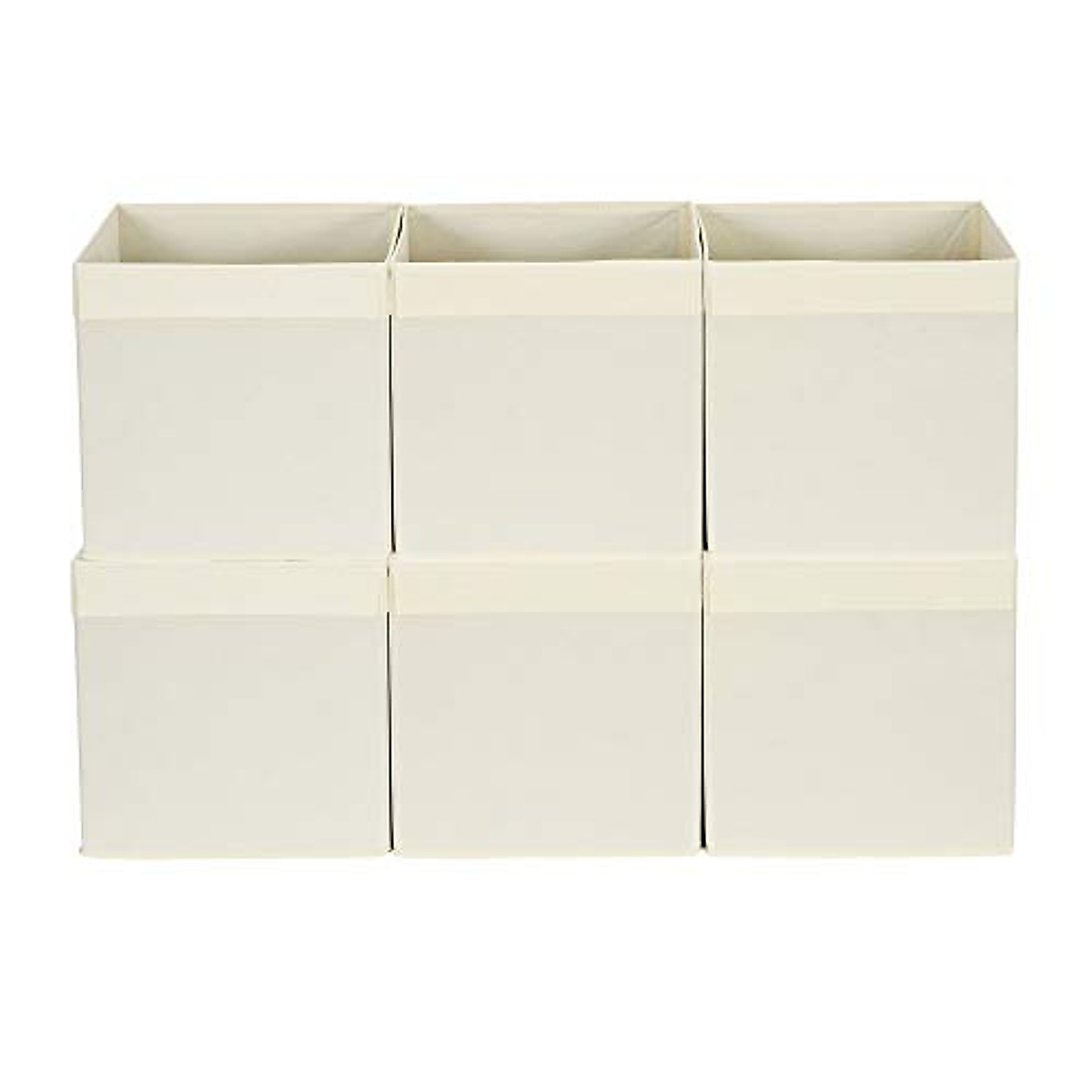 Hosuehold Essentials Household Essentials 88-1 Foldable Fabric Storage Bins | Set of 6 Cubby Cubes with Flap Handle, Beige