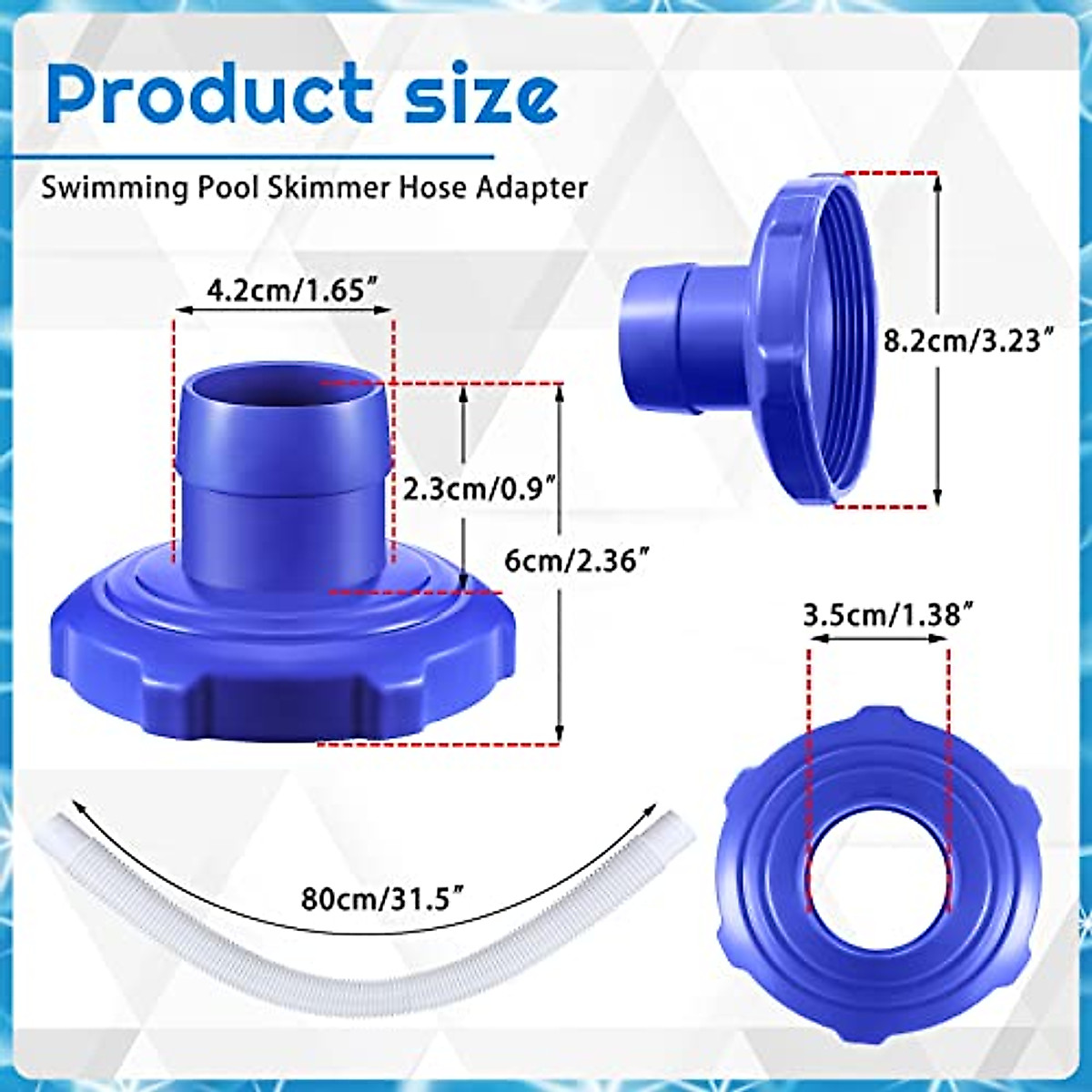 4 Pieces Above Ground Pool Skimmer Hose and Adapter B Replacement Part Surface Skimmer Replacement Hose Small Strainer Replacement Hose B Adapter Pool Drain Adapter for Surface Swimming Pool Skimmer