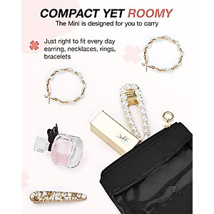 BAGSMART Travel Jewelry Organizer Case,Portable Storage Bag for Travel,Jewelry Pouch for Tangle-Free Necklaces, Earrings,Rings,Bracelet,Small,4pc Pink&Black with 4 Clover