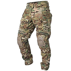 IDOGEAR Men's G3 Combat Pants with Knee Pads Multi Camouflage Trousers Airsoft Hunting Paintball Tactical Outdoor Pants (Multi-camo,34W x 32L)