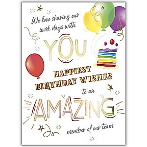 25 Employee Birthday Cards - Exciting Typographic Design with Gold Foil Embossing - FSC Mix