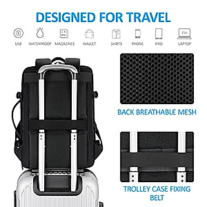 TENNOLA 17inch Laptop Backpack for Men, Travel Backpack Expandable 35L Carry On Business Backpack for Men, Work Backpack for Women Waterproof Backpack for Men & Women
