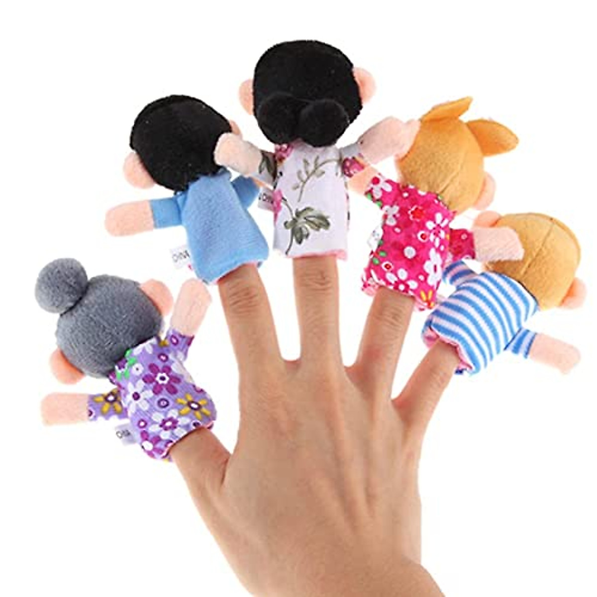 6 Piece Mini Grandparents, Finger Puppet Set, Cloth Velvet Puppets, 6 People Family Members Finger Puppets Toys Set, Story Time, Party Favors for Boys Girls Birthday Gifts Christmas Stocking Stuffers