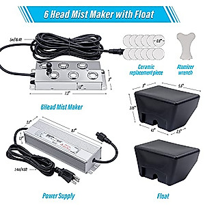 KHEARPSL Mist Maker Ultrasonic Fogger Pond Fog Machine Atomizer Air Humidifier Mist Maker Fogger for Water Fountain Pond Rockery Halloween Decoration (6 Heads)