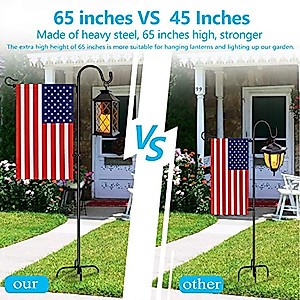 65 Inch Garden Flag Pole with Flag with Anti-Wind Clip for Flag Heavy Duty Garden Flag Stand for Plant Stand and Light Tall Garden Flag Poles for Outside inground,2 Stoppers and 1 Clip (1 PC, 65 INCH)