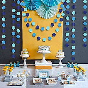 Decor365 Blue Circle Dot Garland Bubble Streamer Summer Under the Sea Party Decoration Pool Beach Ocean Bubble Hanging Bunting Banner Backdrop Mermaid Birthday/Wedding/Baby Shower/Kids Room PartyDecor