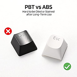 LTC LavaCaps 117-Key PBT Double Shot Keycaps, Translucent OEM Profile for ISO & ANSI Layout 61/68/84/87/98/104 Keys Mechanical Keyboard, with Keycap Puller - (Only Keycaps), White