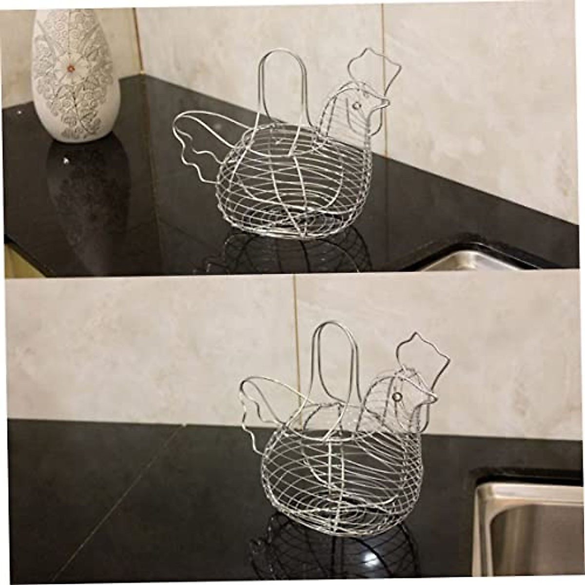 Egg Storage Egg Holder Basket Chicken Shaped Wire Fruit Metal Table Snacks Organizer Kitchen Gadget