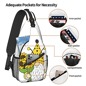 SUPLUCHOM Sling Bag Sunflower Gnomes Bee Farmhouse Hiking Daypack Crossbody Shoulder Backpack Travel Chest Pack for Men Women