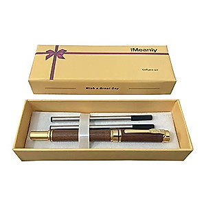 iMeaniy Nice Wooden Ballpoint Pen Gift Set-Elegant Fancy Writing Set for Men Women Graduation Business Signature Executive Christmas Gift,Luxury Pen with Gift Box,2 Extra 0.5mm Refills,Black Gel Ink
