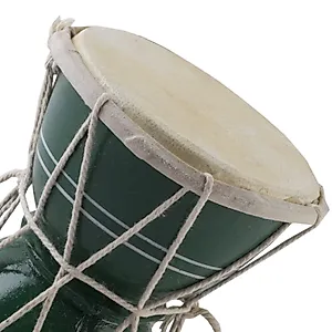 Handmade Wooden & Leather Classical Indian Folk Dumroo Damroo Damaru Hand Drum Set Percussion Decorative Collectible Showpiece World Musical Instruments (Green)