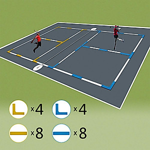 Eco Walker Court Line Marker Set Create Your Own Pickleball Mini Tennis Court (Blue-Yellow)
