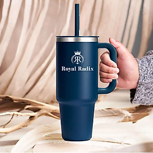 Royal Radix 40oz Insulated Tumbler with Handle & Straw, Stainless Steel Travel Mug, Leak-Proof, Hot & Cold Beverage Cup, BPA-Free, Dishwasher Safe, for Coffee & Water