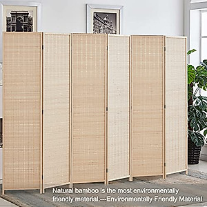 Room Divider Privacy Screen 16" Room Dividers and Folding Privacy Screens 6 Panel Room Divider Wall 5.6FT Tall Bamboo Room Divider Partitions/Separator