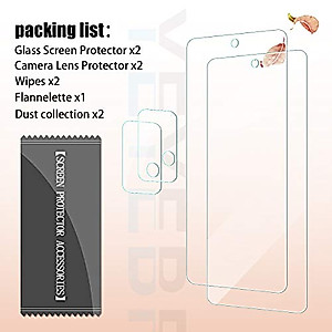Galaxy A52 HD Clear Tempered Glass Screen Protector + Camera Lens Protectors by YEYEBF, [2+2 Pack] [3D Glass] [Anti-Glare] [Bubble-Free] Screen Protector Glass for Samsung Galaxy A52
