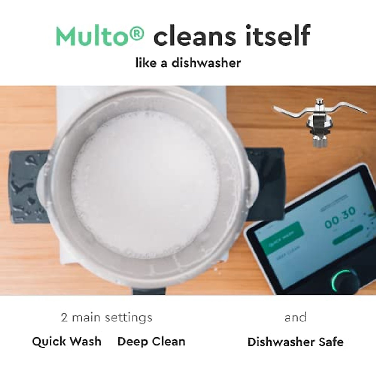 Multo By CookingPal, Smart Compact Countertop Multi-Functional Food Processor With Guided Recipes | WiFi Built-In | Chop, Knead, Steam And Cook All-In-One Cooker. (Renewed)