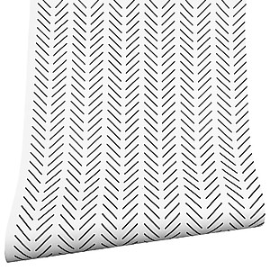 Yifasy Black and White Shelf Liner 9.8 ft Roll Self-Adhesive Wallpaper Bias Revamp Furniture Wall Surface Drawer Sticker 17.7 Inch Wide (S-118.1x17.7 Inch)