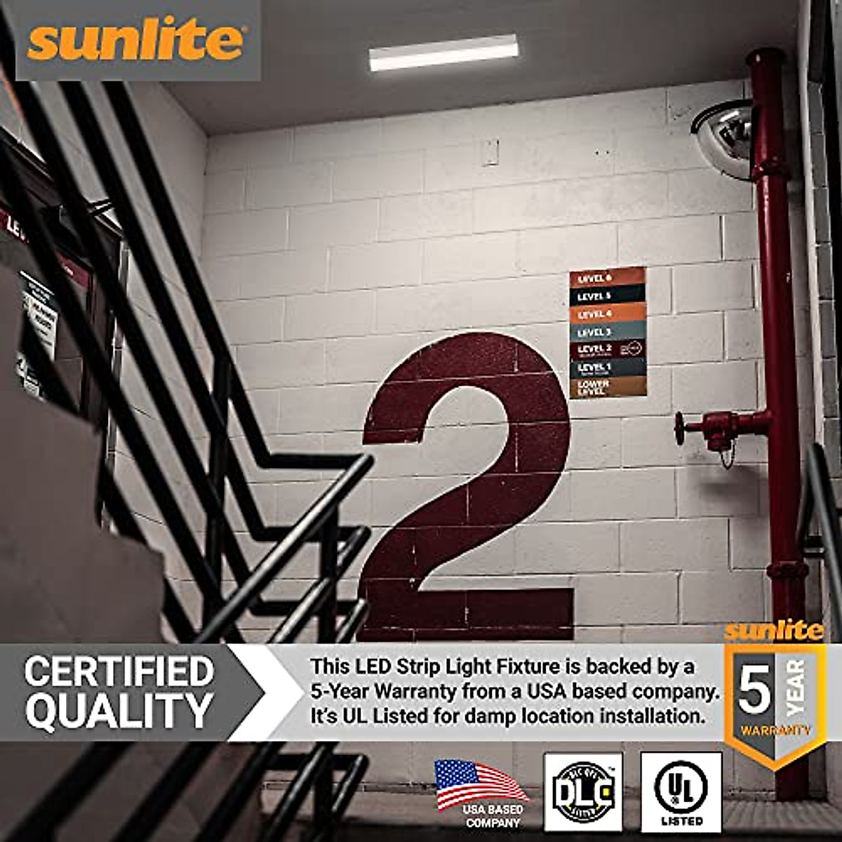 Sunlite 85471 2-Foot LED Linear Strip Light Fixture, 20 Watts, 120-277 Volts, Dimmable, 50,000 Hour Life Span, 4000K Cool White, 82 CRI, Surface Mount, Steel Body, UL & DLC Listed