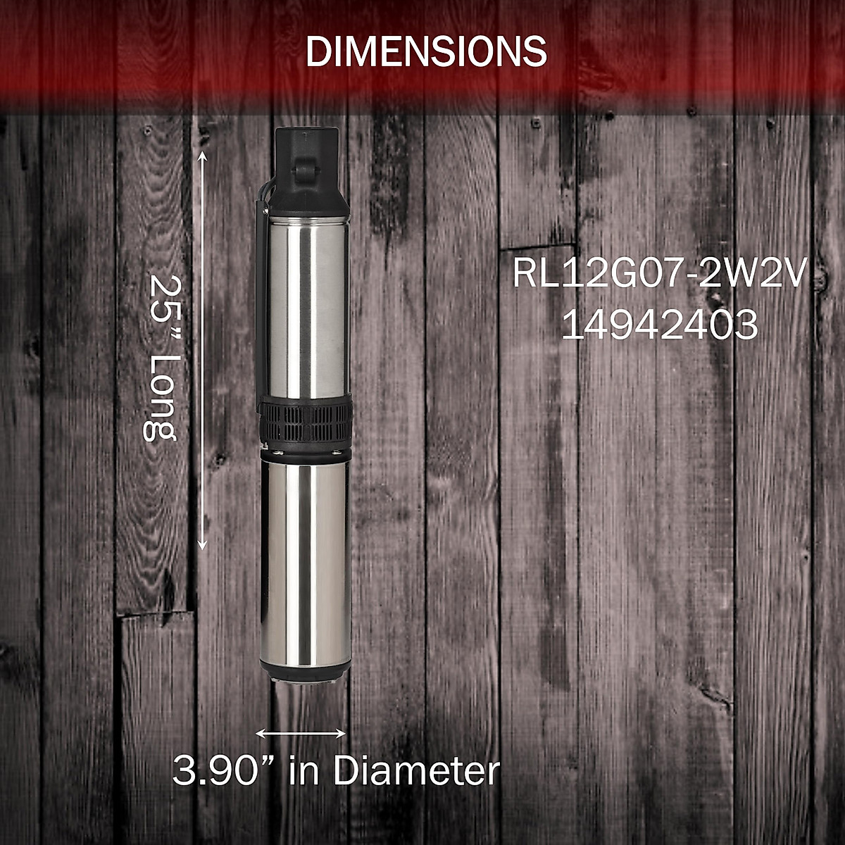 Red Lion RL12G07-2W2V 4-inch Submersible Deep Well Pump, 3/4 HP, 12 GPM 2-Wire, 230 Volts, Steel, 14942403