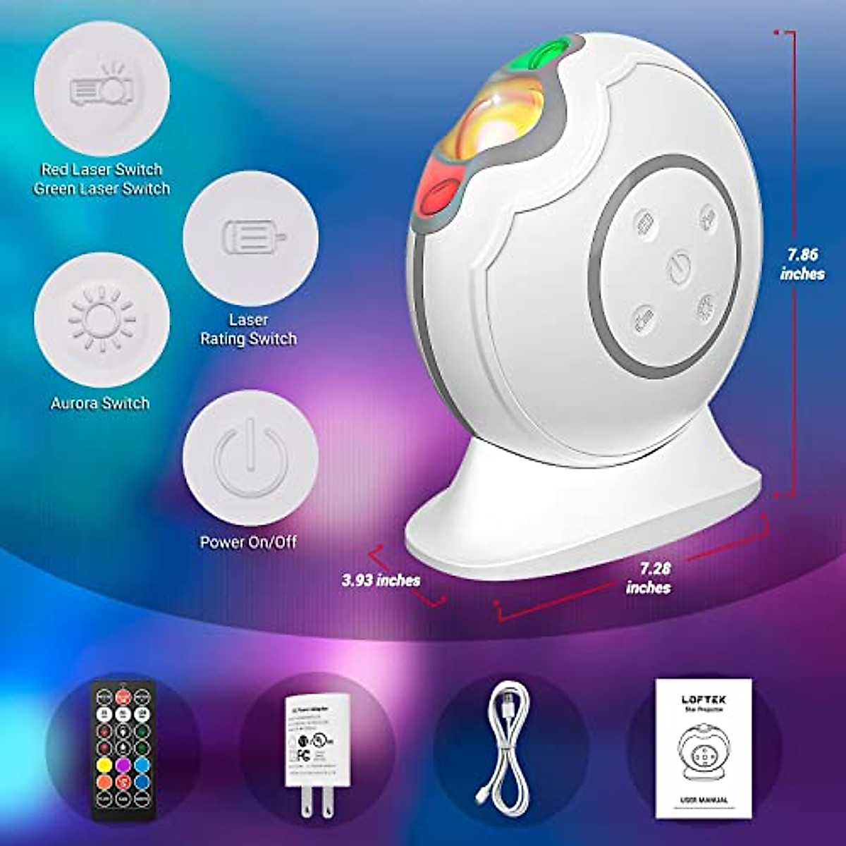 AIRSEE Star Projector Galaxy Light, Cordless Adjustable LED Laser Galaxy Projector with Remote Control & Timer, Magnetic Night Light Projector Valentine's Gifts for Party, Gaming Room, Bedroom Decor