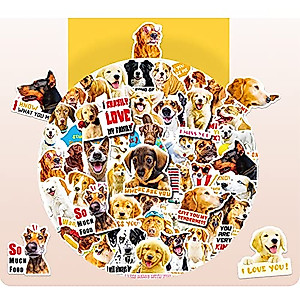 50Pcs Cool Dog Stickers Bulk Cute Funny for Kids Water Bottles, Vinyl Waterproof Laptop Realistic Dog Sticker Pack for Phone Guitar Luggage Skateboard Teens Boys Girls (Dog1)